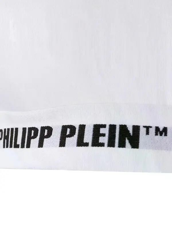 Philipp Plein Logo Band Sports Bra - White