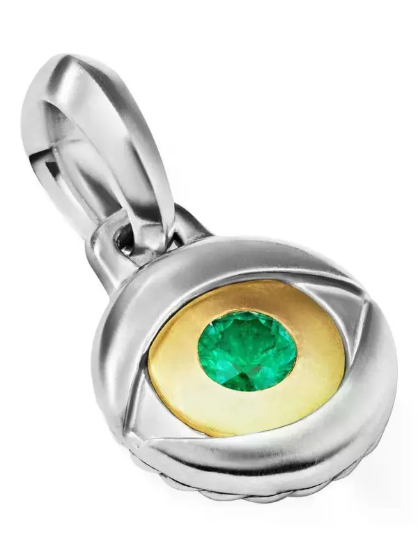 David Yurman Sterling And 18kt Yellow Gold Emerald Evil Eye Amulet