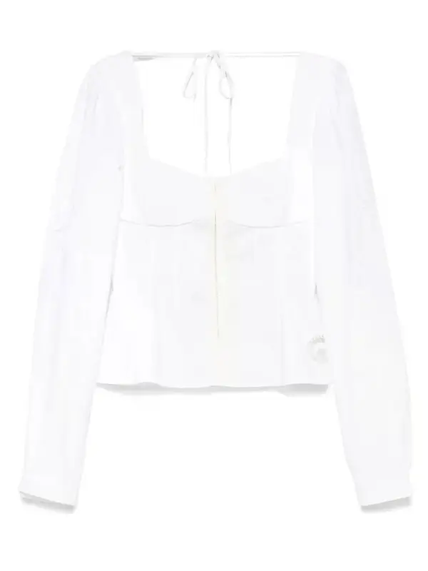 MARINE SERRE Sweetheart Neck Cotton Blouse - White