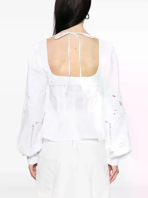 MARINE SERRE Sweetheart Neck Cotton Blouse