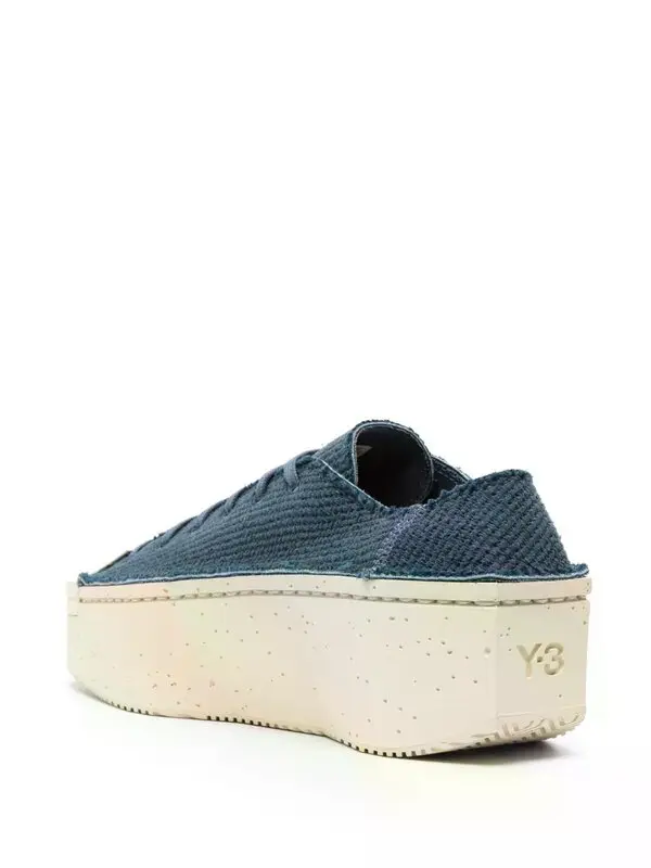 Y3 Kyasu Ribbed Knit Platform Lace-up Sneakers