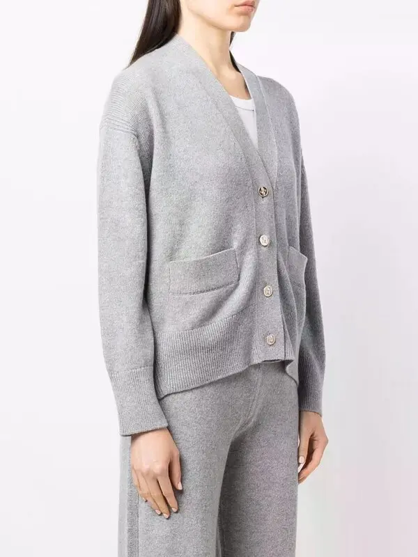 BARRIE Rib-detail Cashmere Cardigan - Grey