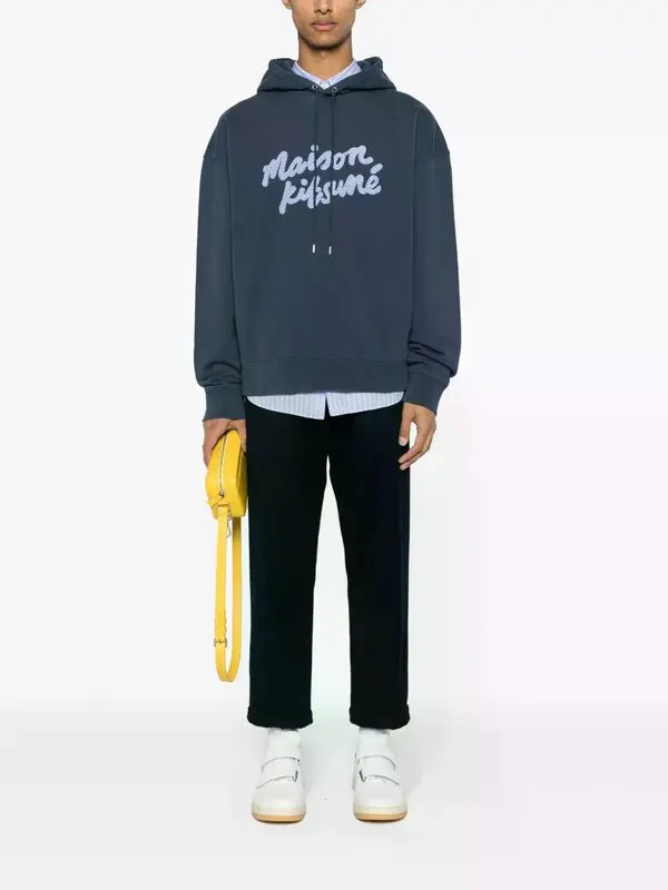 Maison Kitsuné Logo-patch Cotton Hoodie - Blue
