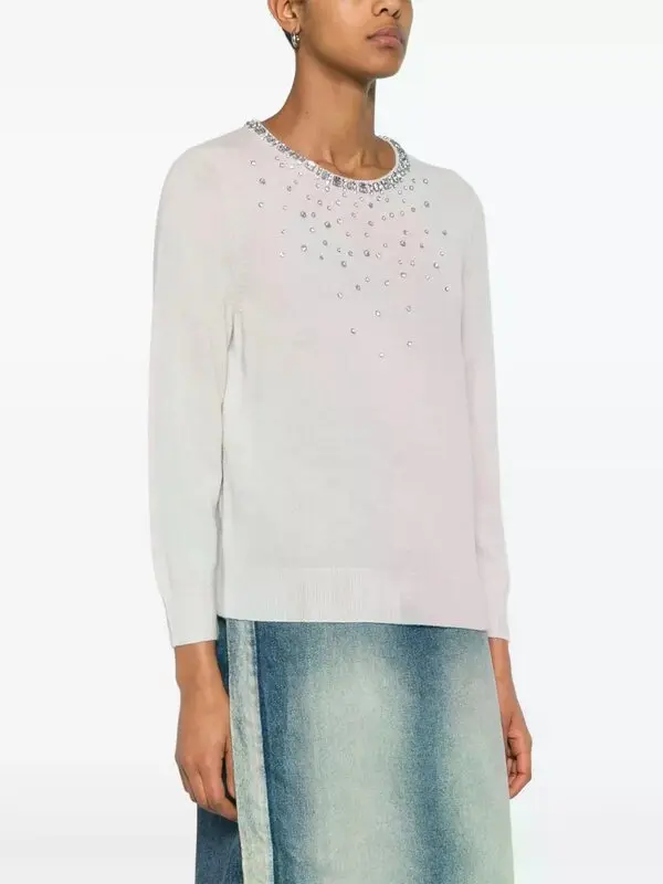 LUISA CERANO Embellished Crew Neck Long Sleeve Sweater