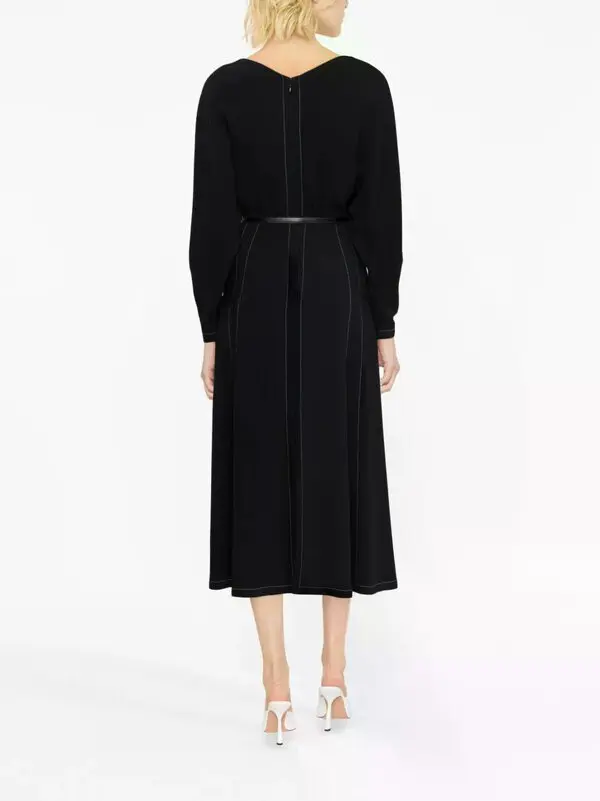 Stella McCartney Midi Skirt With Front Slit And Contrast Stitching