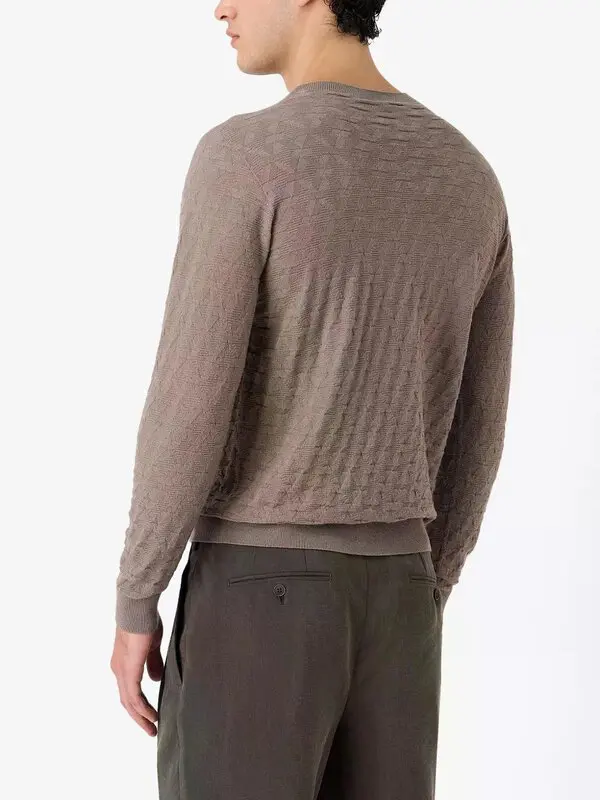 Giorgio Armani Geometric Intarsia Knit Crew Neck Jumper