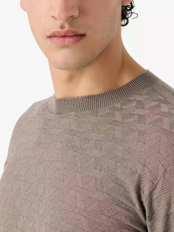 Giorgio Armani Geometric Intarsia Knit Crew Neck Jumper
