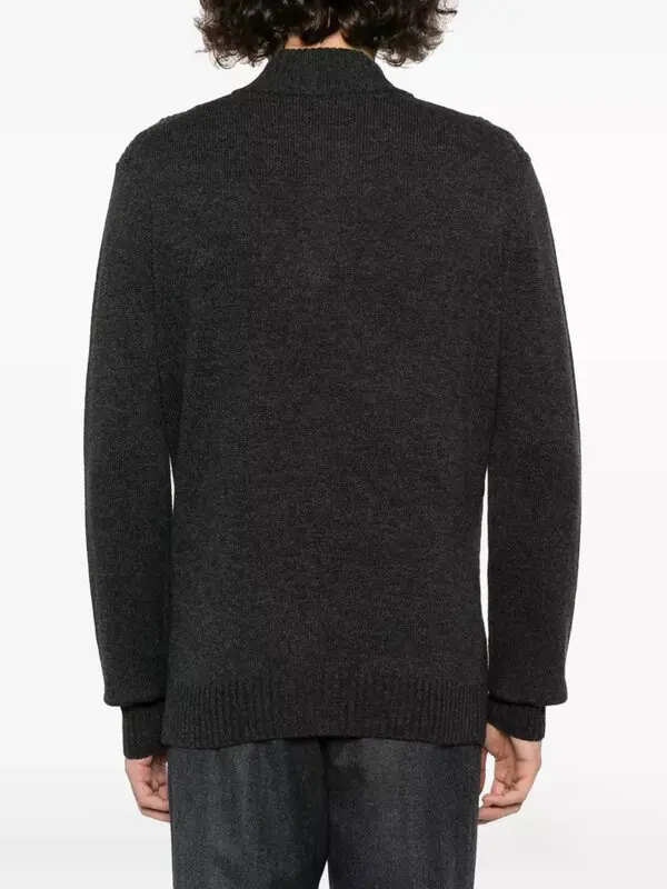 Corneliani Herringbone Mock Neck Jumper