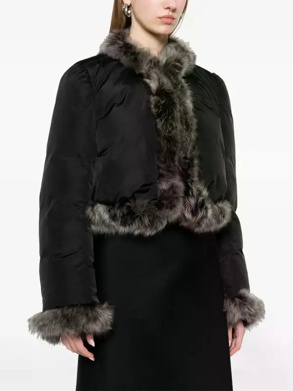 Alexander Wang Cropped Faux Fur Trimmed Puffer Jacket