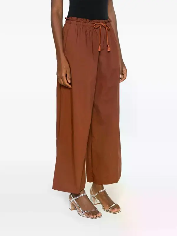 FORTE_FORTE Wide-leg Cotton Poplin Trousers With Tassel Detail