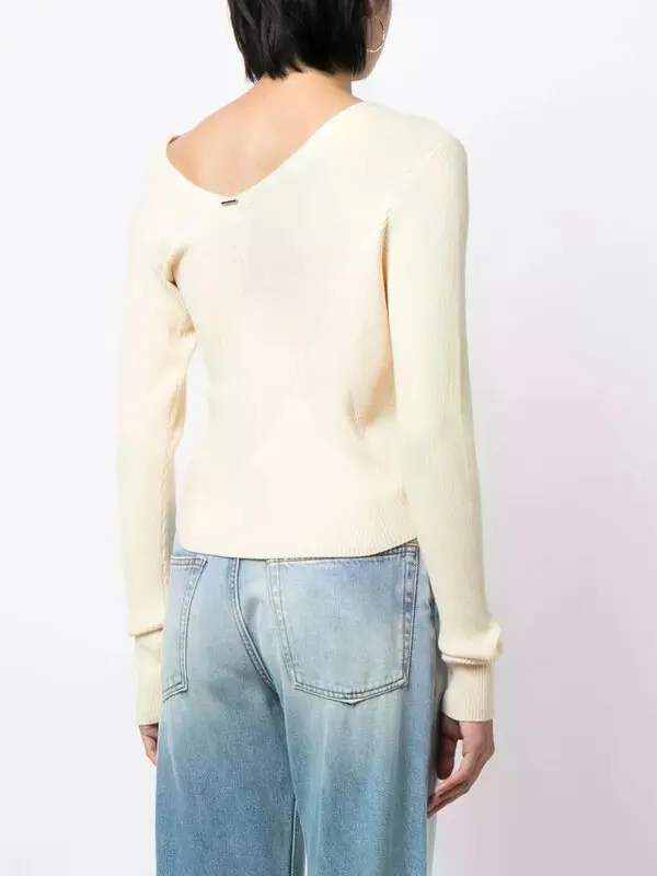 SYSTEM Asymmetric Design Ribbed-knit Jumper