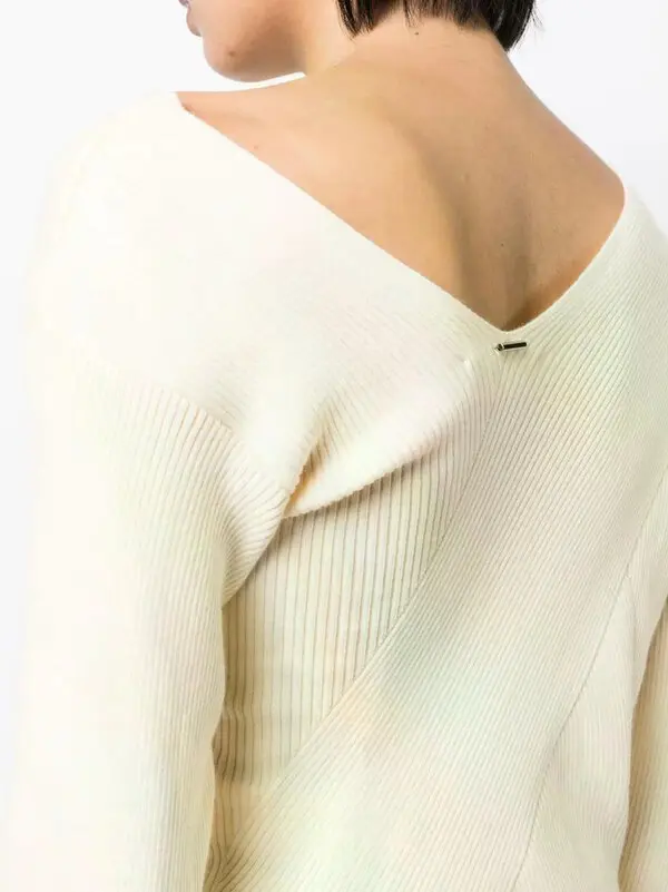 SYSTEM Asymmetric Design Ribbed-knit Jumper
