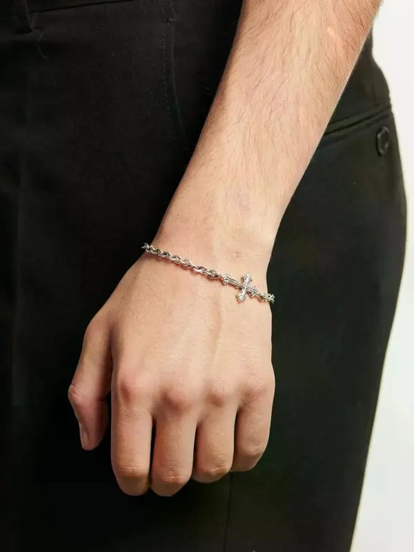 Emanuele Bicocchi Sterling Cross Charm Bracelet - Silver