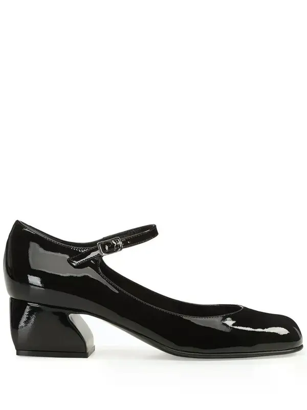 SERGIO ROSSI 45mm Patent Leather Mary Jane Pumps - Black