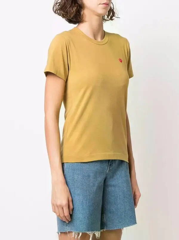 Play Comme Des Garcon Cotton T-shirt With Embroidered Logo - Neutrals