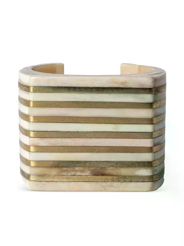 PARTS OF FOUR Crescent Plane Cuff Bracelet In Buffalo Bone And Brass - Neutrals