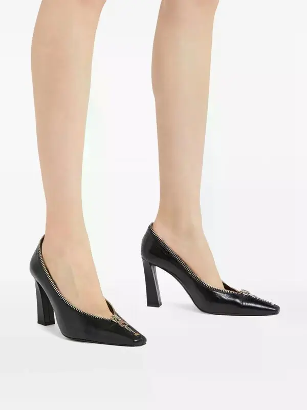GIUSEPPE ZANOTTI Patent Leather Mules With Decorative Zip Detail