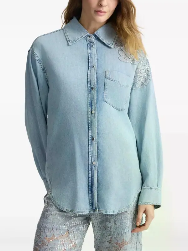 Liu Jo Denim Shirt With Sequin Embellishment