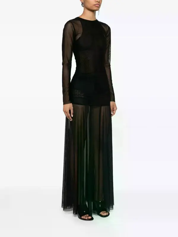FEDERICO CINA Sheer Ruched Layered Maxi Dress