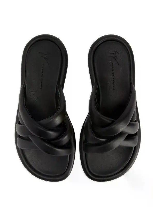 GIUSEPPE ZANOTTI Jacobseen Leather Crossover Sandals - Black