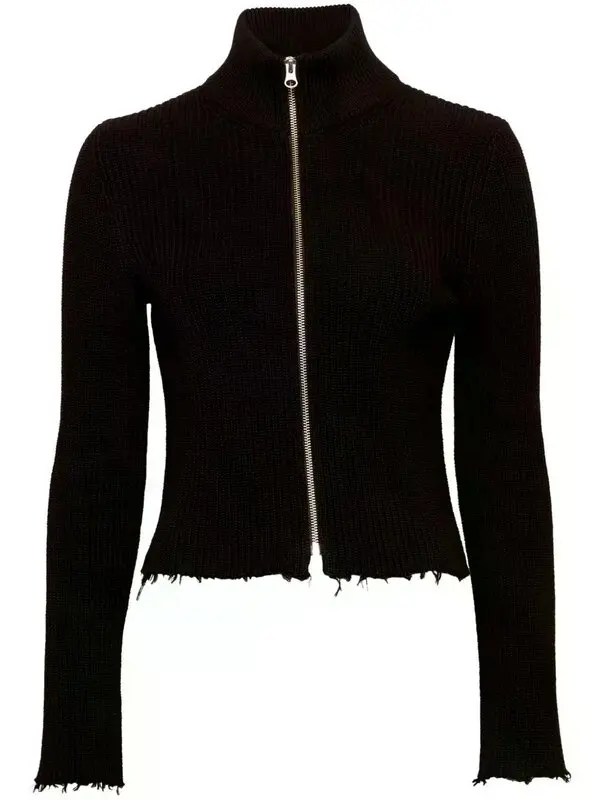 MAISON MARGIELA Ribbed Cotton Zip-up Cardigan - Black