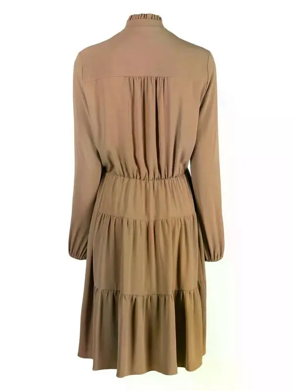 Eleventy Tiered Long-sleeved Dress In Camel
