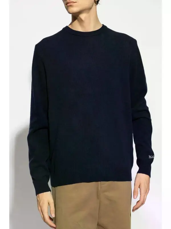 Woolrich Logo Embroidered Wool Sweater - Black