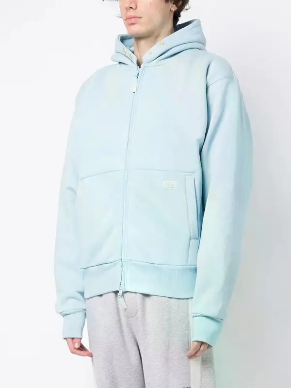ADVISORY BOARD CRYSTALS Logo-patch Zip-up Hoodie - Blue