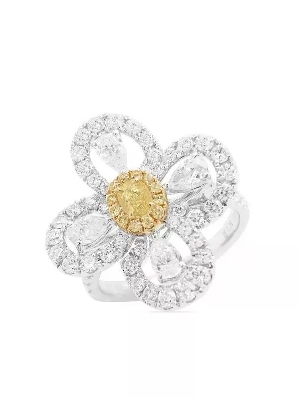 HYT JEWELRY 18k Gold Platinum And Diamond Ring - Silver