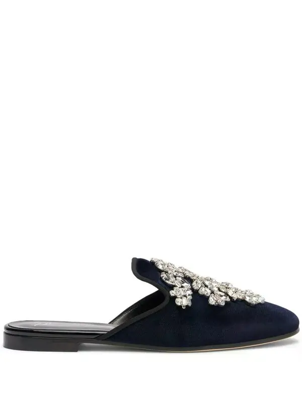 GIUSEPPE ZANOTTI Elsa Crystal Embellished Velvet Mules
