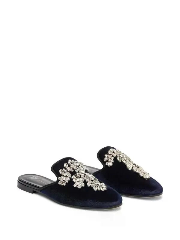 GIUSEPPE ZANOTTI Elsa Crystal Embellished Velvet Mules