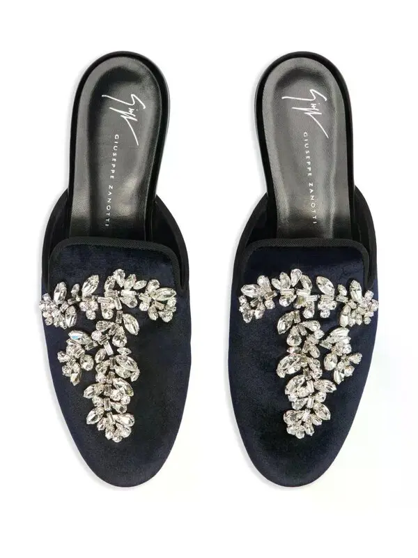 GIUSEPPE ZANOTTI Elsa Crystal Embellished Velvet Mules