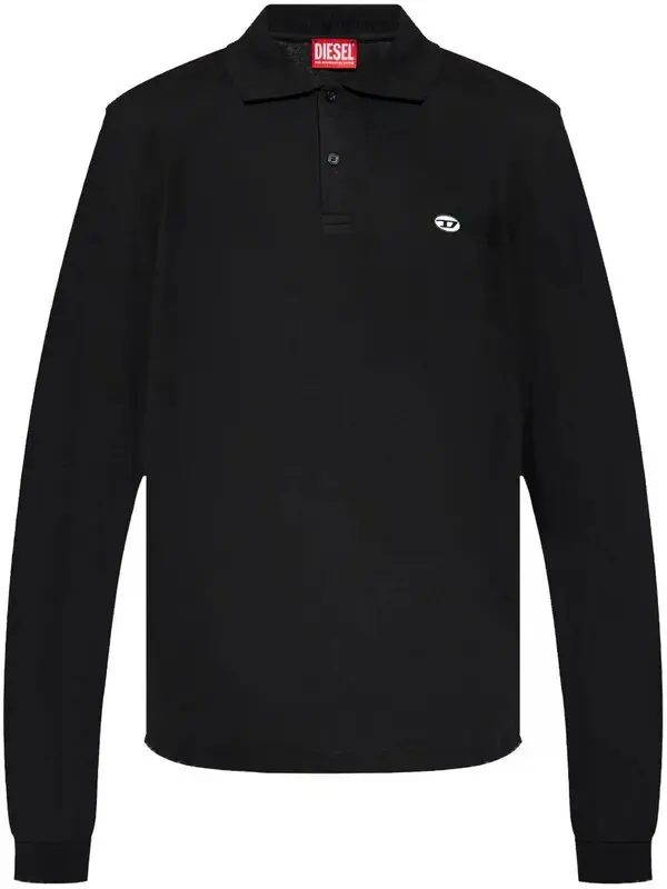 DIESEL® Logo-appliqué Long-sleeved Polo Shirt