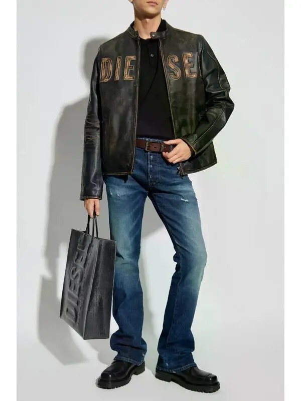 DIESEL® Logo-appliqué Long-sleeved Polo Shirt