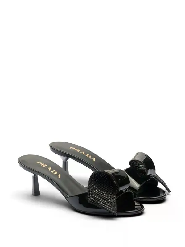 Prada Patent Leather Bow Detail Sandals