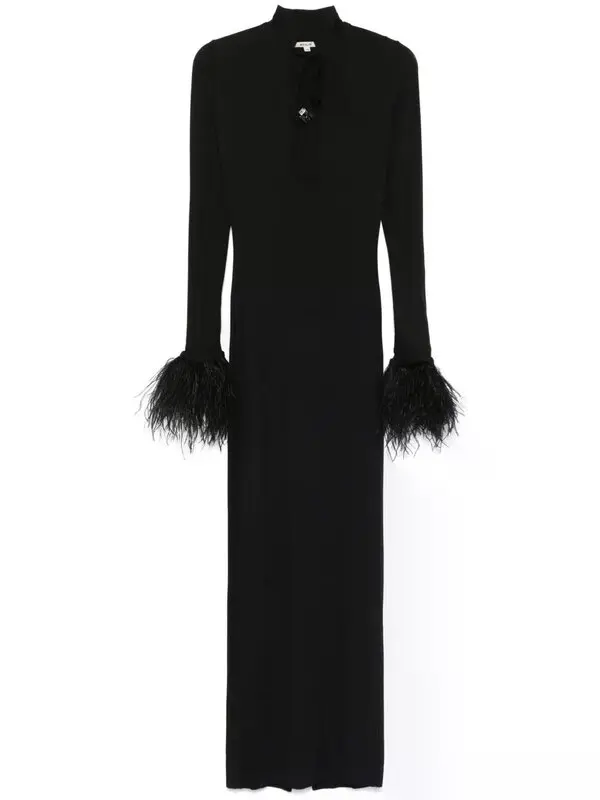 MANURI Luna Maxi Dress With Feather Trim