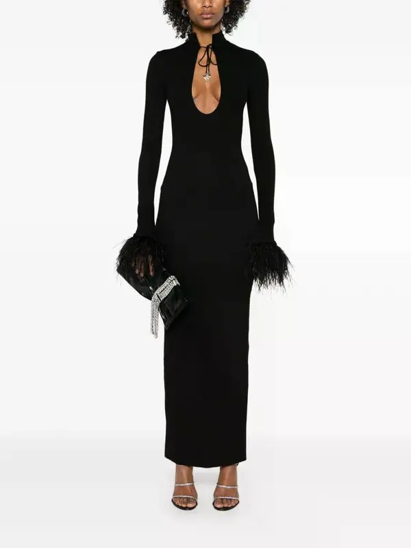 MANURI Luna Maxi Dress With Feather Trim