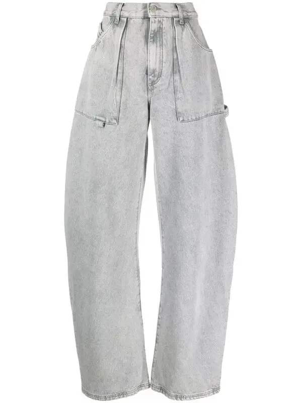 Attico Effie High-waist Wide-leg Jeans - Grey