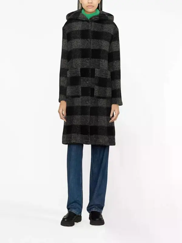 Woolrich Checked Hooded Wool-blend Coat