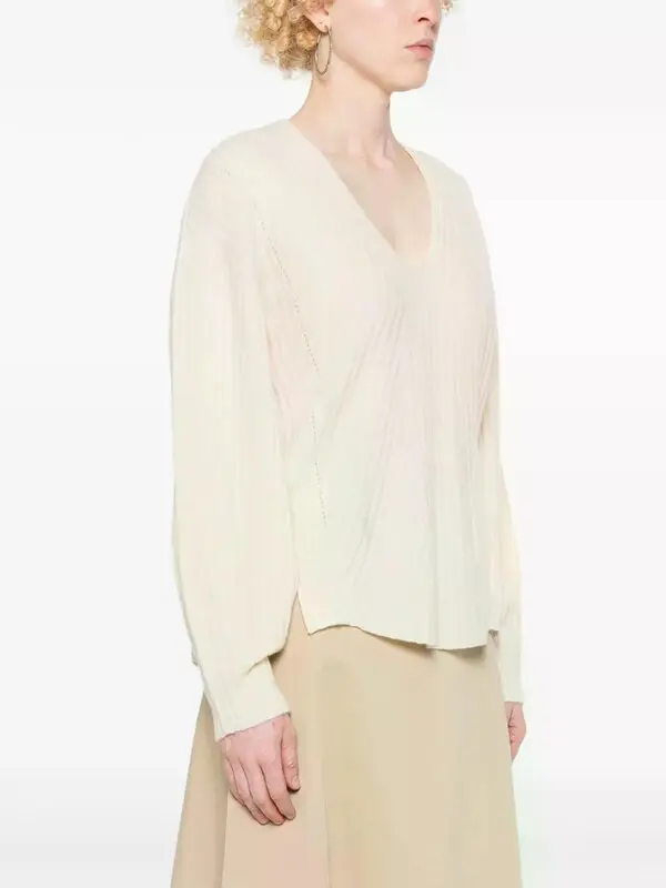 TWINSET Ribbed Wool-cashmere Blend V-neck Sweater