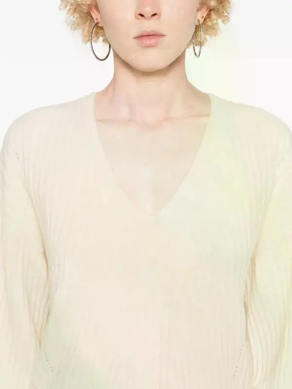 TWINSET Ribbed Wool-cashmere Blend V-neck Sweater
