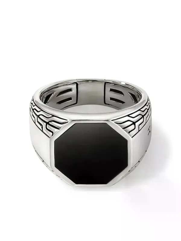 John Hardy Sterling Onyx Signet Ring - Silver