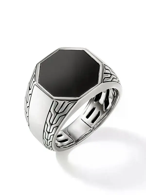 John Hardy Sterling Onyx Signet Ring