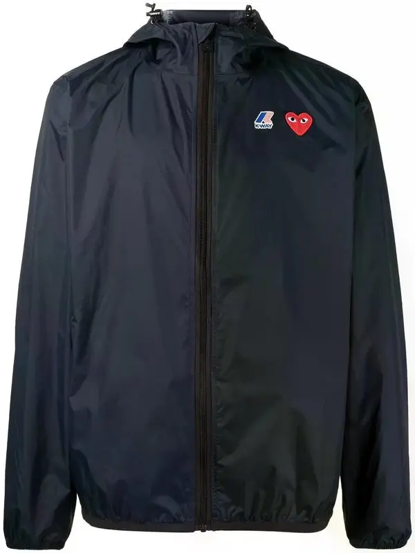 Play Comme Des Garcon X K-way Zipped Hooded Jacket - Blue