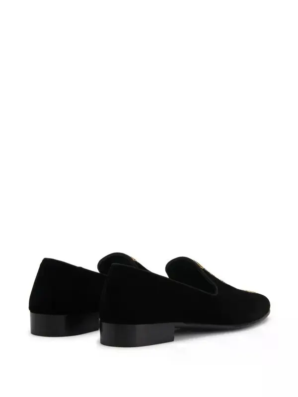 GIUSEPPE ZANOTTI Velvet Tuxedo Loafers With Crystal Embellishment