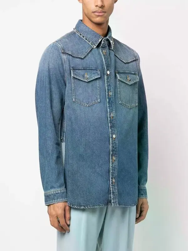 Valentino Garavani Rockstud Layer-design Denim Shirt