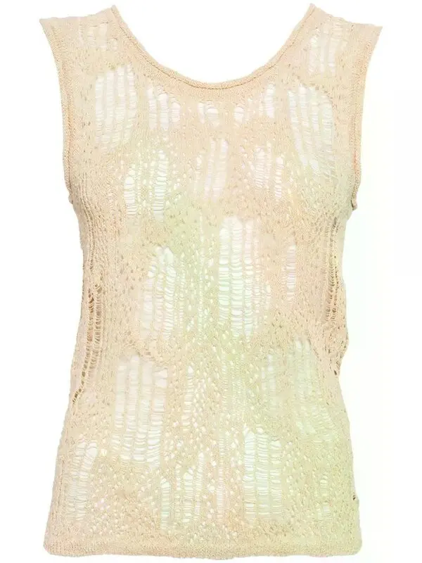 SYSTEM Distressed Open-knit Top