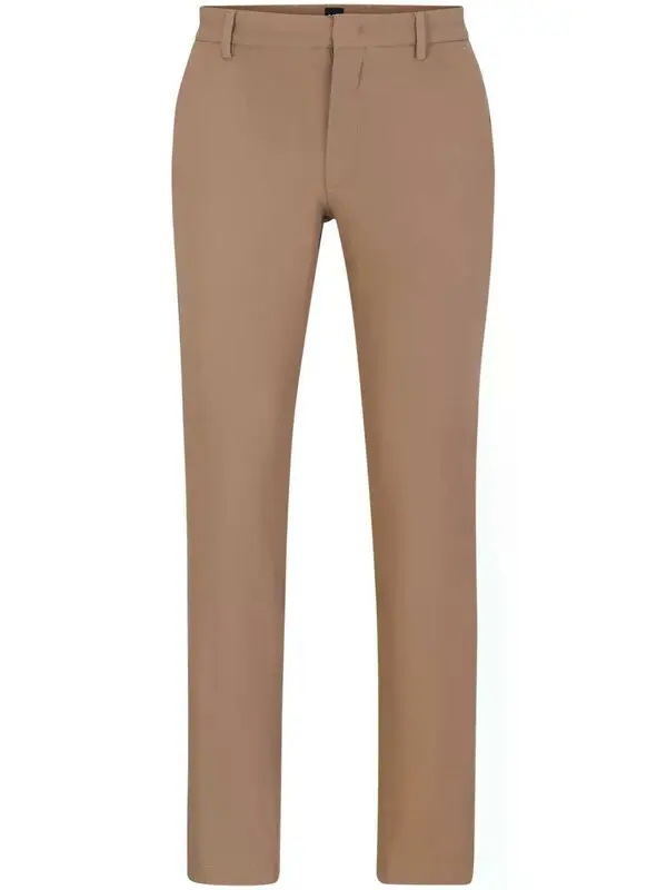 BOSS Logo-embroidered Cotton-blend Tapered Trousers