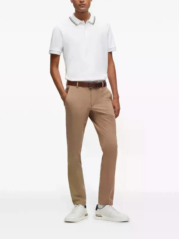 BOSS Logo-embroidered Cotton-blend Tapered Trousers
