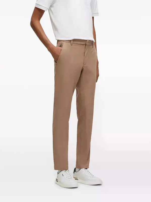 BOSS Logo-embroidered Cotton-blend Tapered Trousers